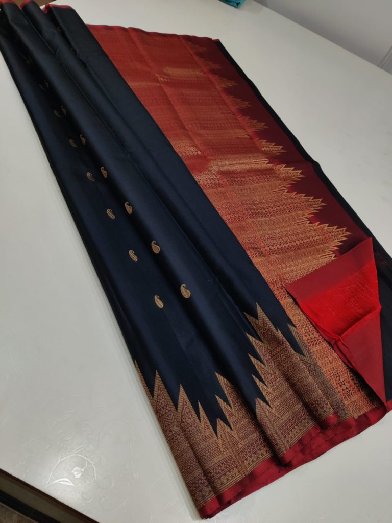 Pure silk temple border saree – Chettinad Hub